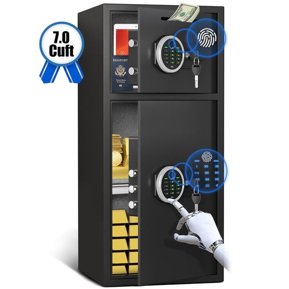 7.0 Cuft Extra Large Home Safe Box Fireproof Waterproof, Fingerprint ...