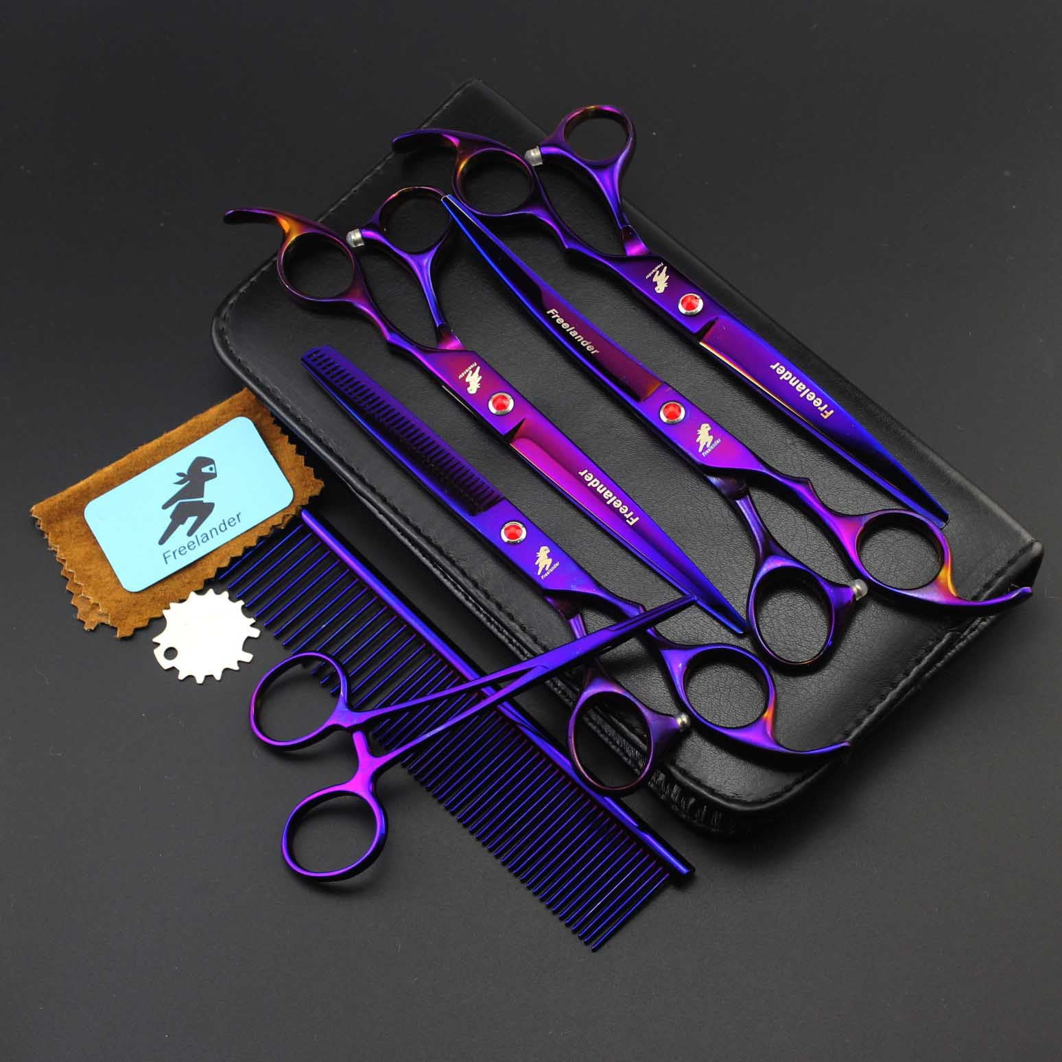 7.0 Inch Pet Grooming Scissors Set - TTOOGO Dog Hair Cutting Shears Kit ...