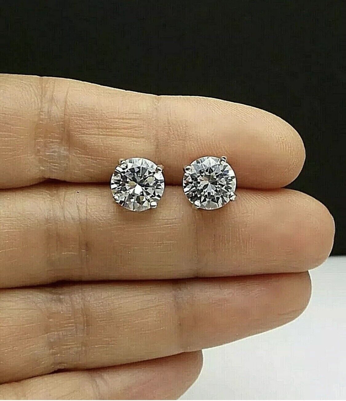 7.00 Ct Round Cut VVS1/D Lab Created Stud Earrings 14K White Gold 9mm ...