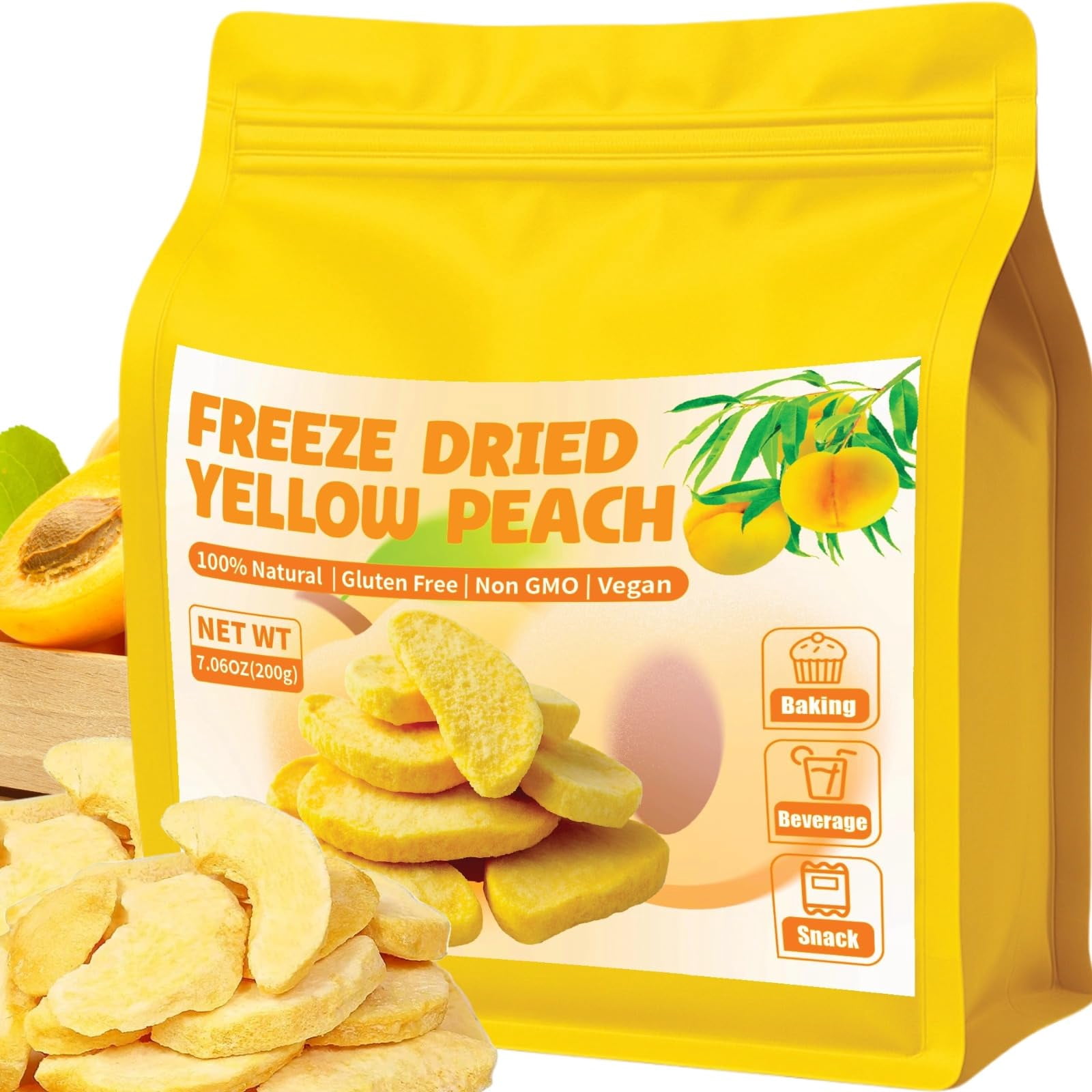7.06oz Freeze Dried Yellow RRF12 Peach Slices- 100% Nature Dehydrated ...
