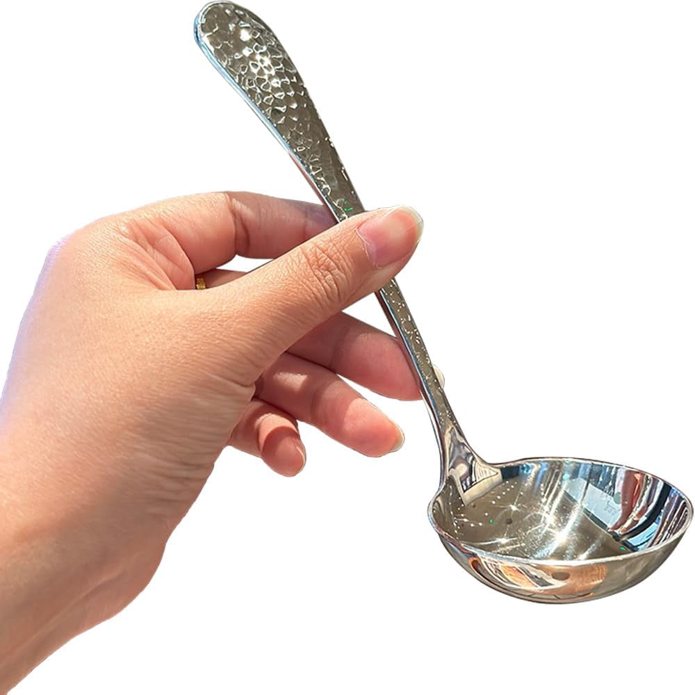 7.08 Inch Small Ladle, Premium 18/10 Stainless Steel, Hammered Gravy ...