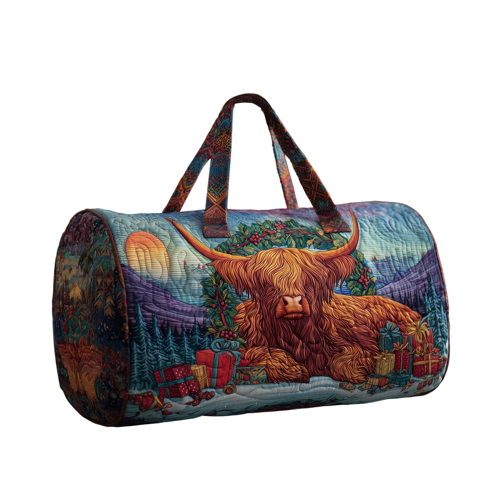 7.08 x 3.54 x 3.54 in Quilted Travel Bag for Women & Man with Cow ...