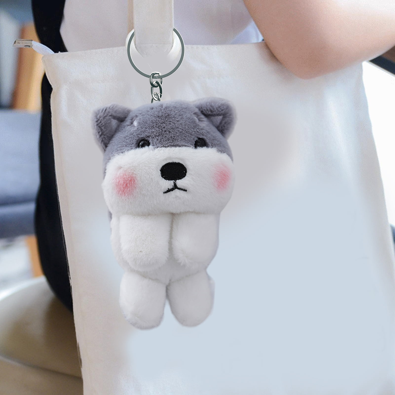 7.09" Sitting Dog Plush Keychain Cute Stuffed Puppy Toy Doll for Keys ...