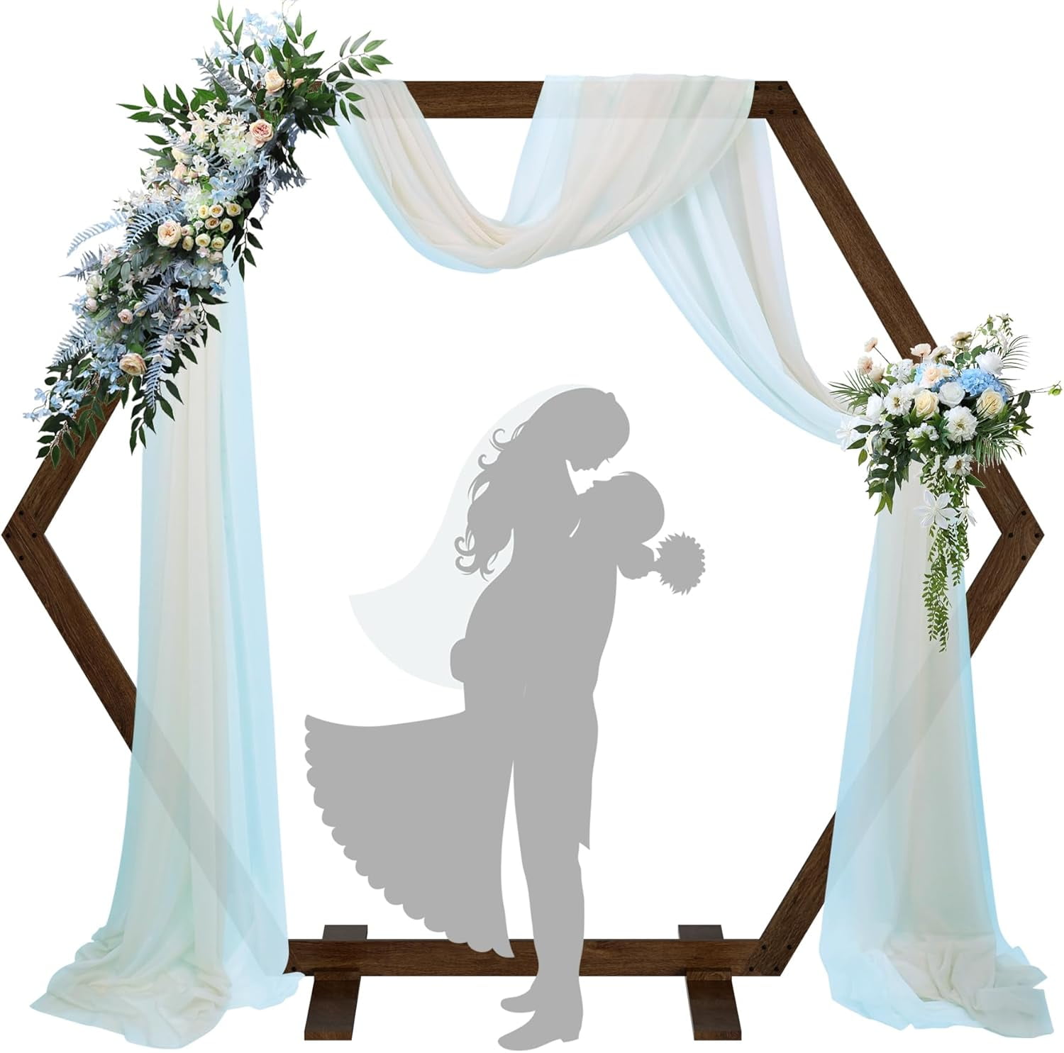 7.09FT Wooden Wedding Arch for Ceremony, Wooden Hexagon Arch Backdrop ...