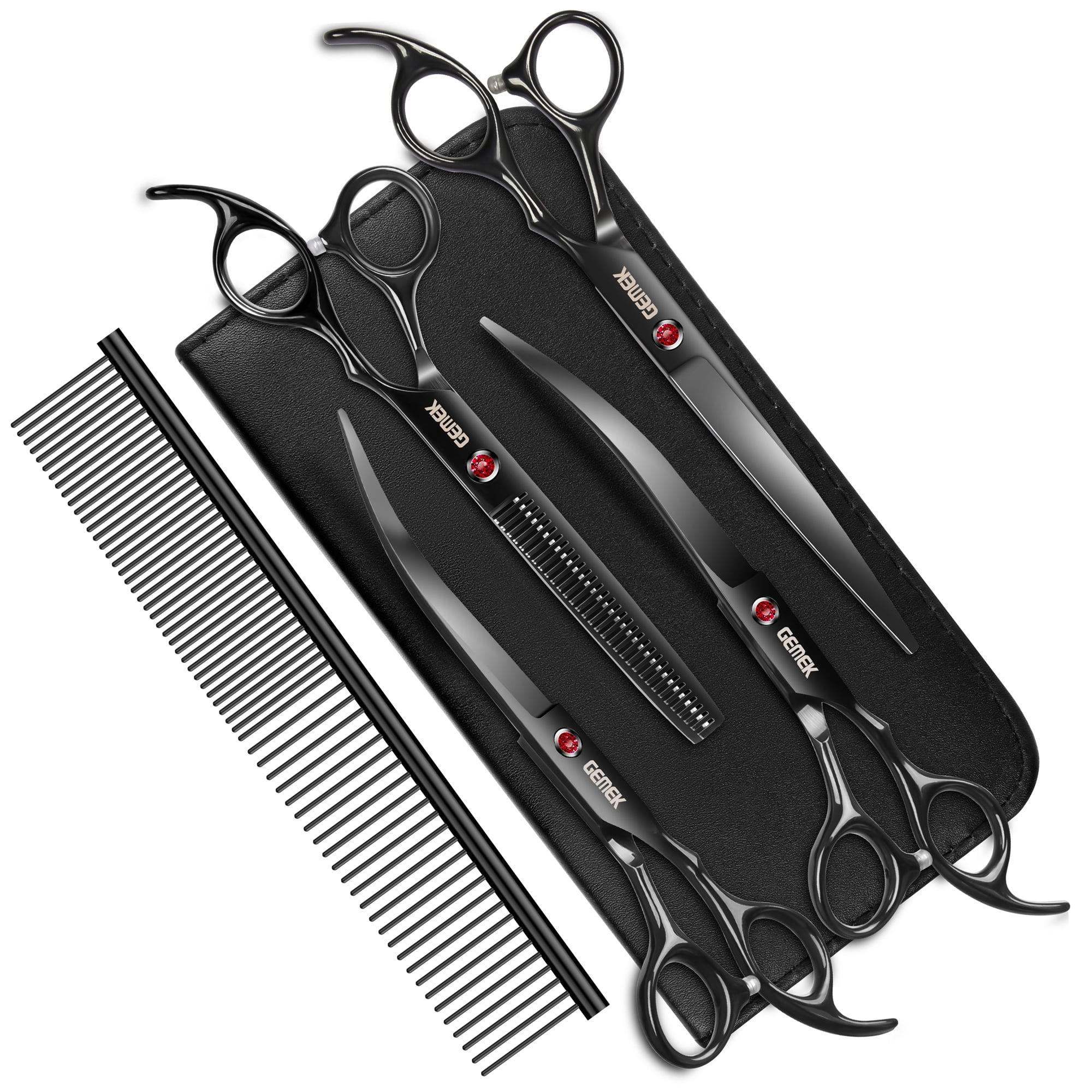7.0in Titanium Professional Dog Grooming Scissors Set, GEMEK 6 in 1 ...