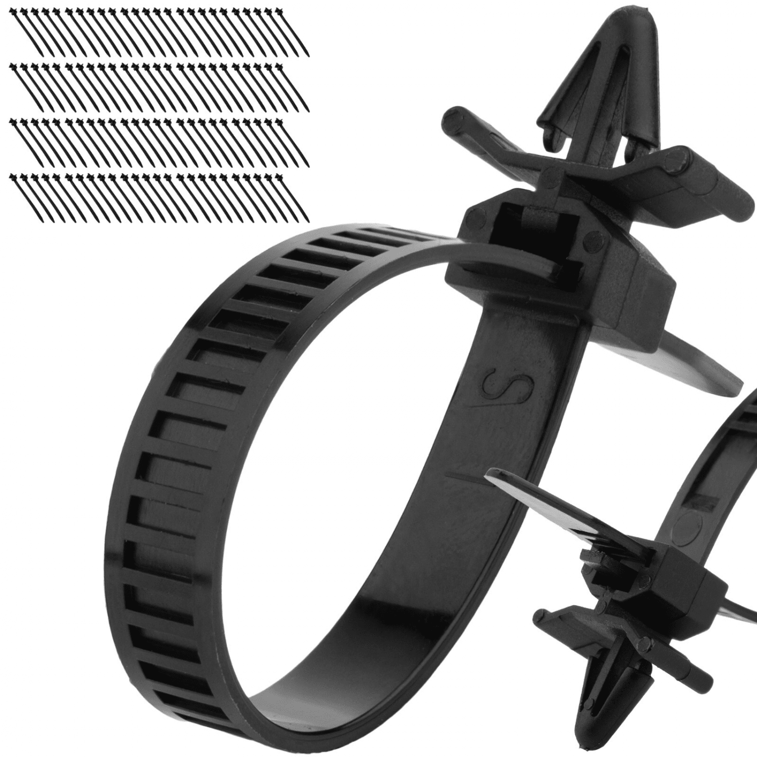 7.0x150mm Releasable Push Mount Cable Ties, Black Nylon Panel Clips ...