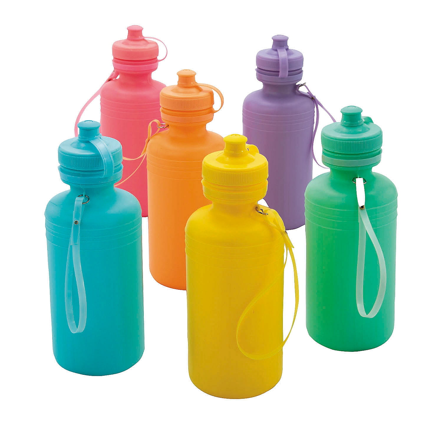 7 1/2" 18 oz. Pastel Solid Color Plastic Water Bottles - 12 Pc ...