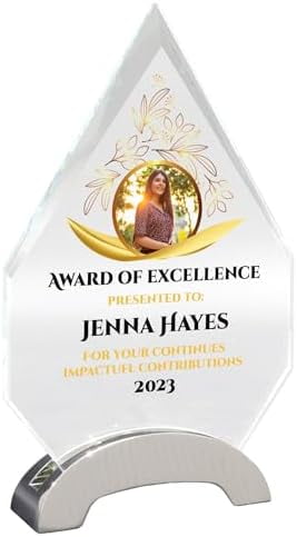 7 1/2" Personalized Award Plaque, Glass, 7.5x5 Inch, Modern Style ...