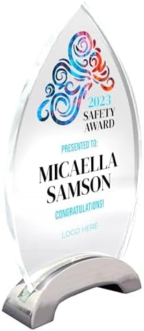 7 1/2" Personalized Glass Plaque for Awards and Trophies, Custom Award ...