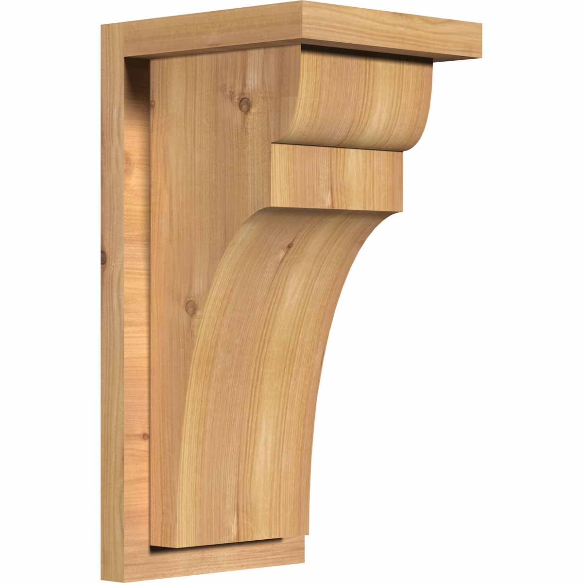 7 1/2"W x 8"D x 16"H Yorktown Smooth Corbel w/Backplate, Western Red ...