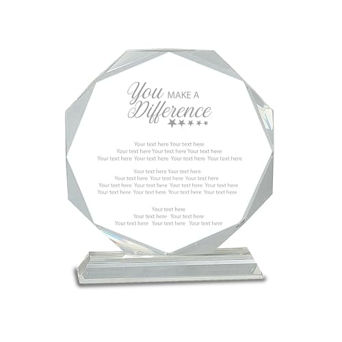 7 1/4" Clear Crystal Octagon You Make a Difference Award, Custom ...