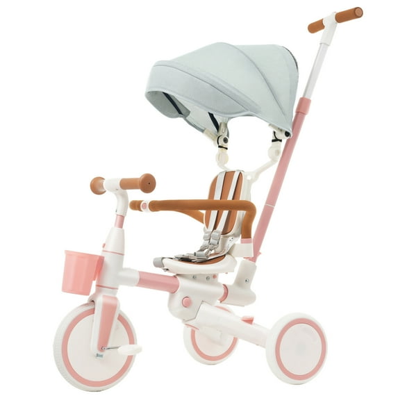 7 in 1 Baby Tricycle with Adjustable Push Handle, Removable Pedals ...