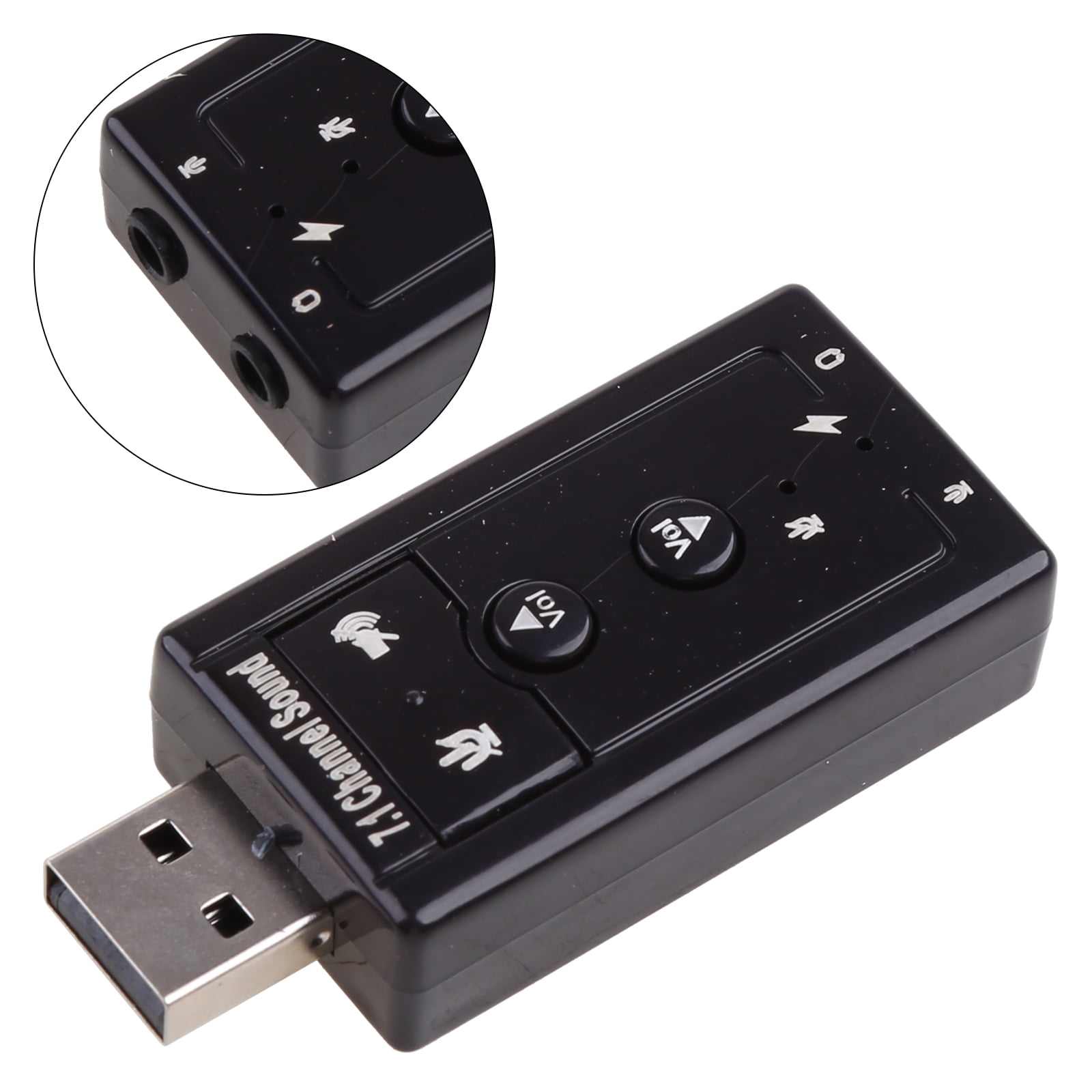 7.1 Channel Double Audio Adapter USB AUX Audio Jack External Stereo ...