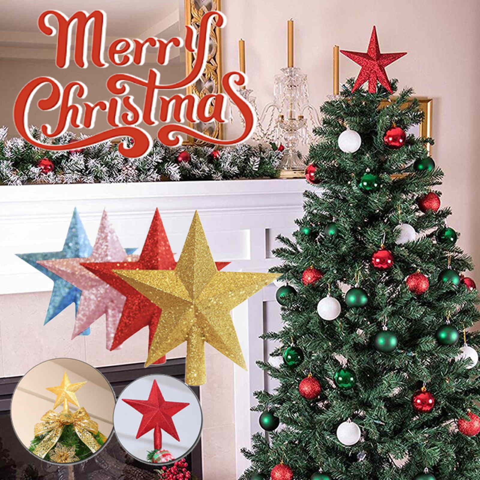 7.1" Christmas Glitter Star Tree Topper, Shatterproof Christmas ...