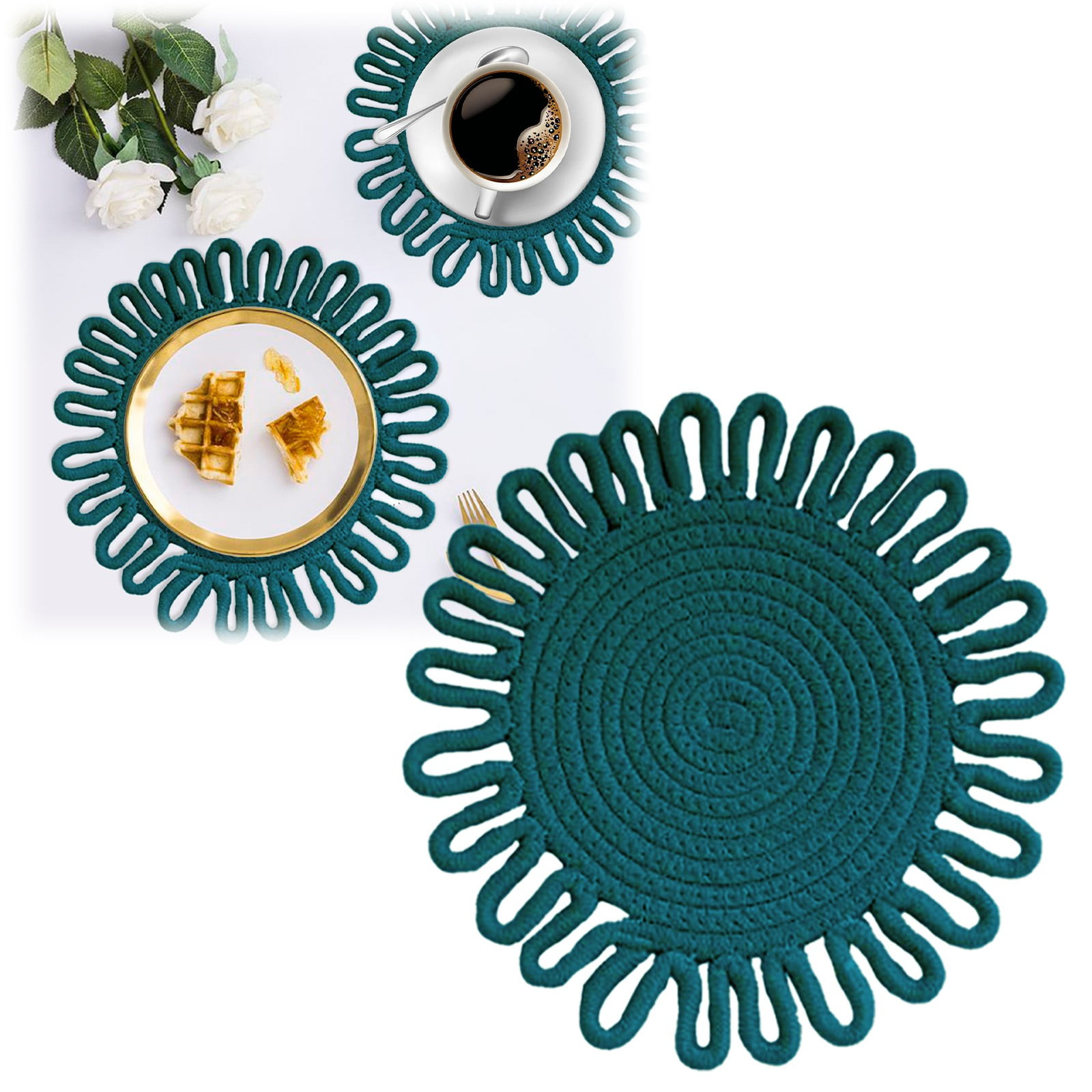 7.1" Cotton Cord Woven Trivets for Hot Dishes, Thick Heat Resistant ...