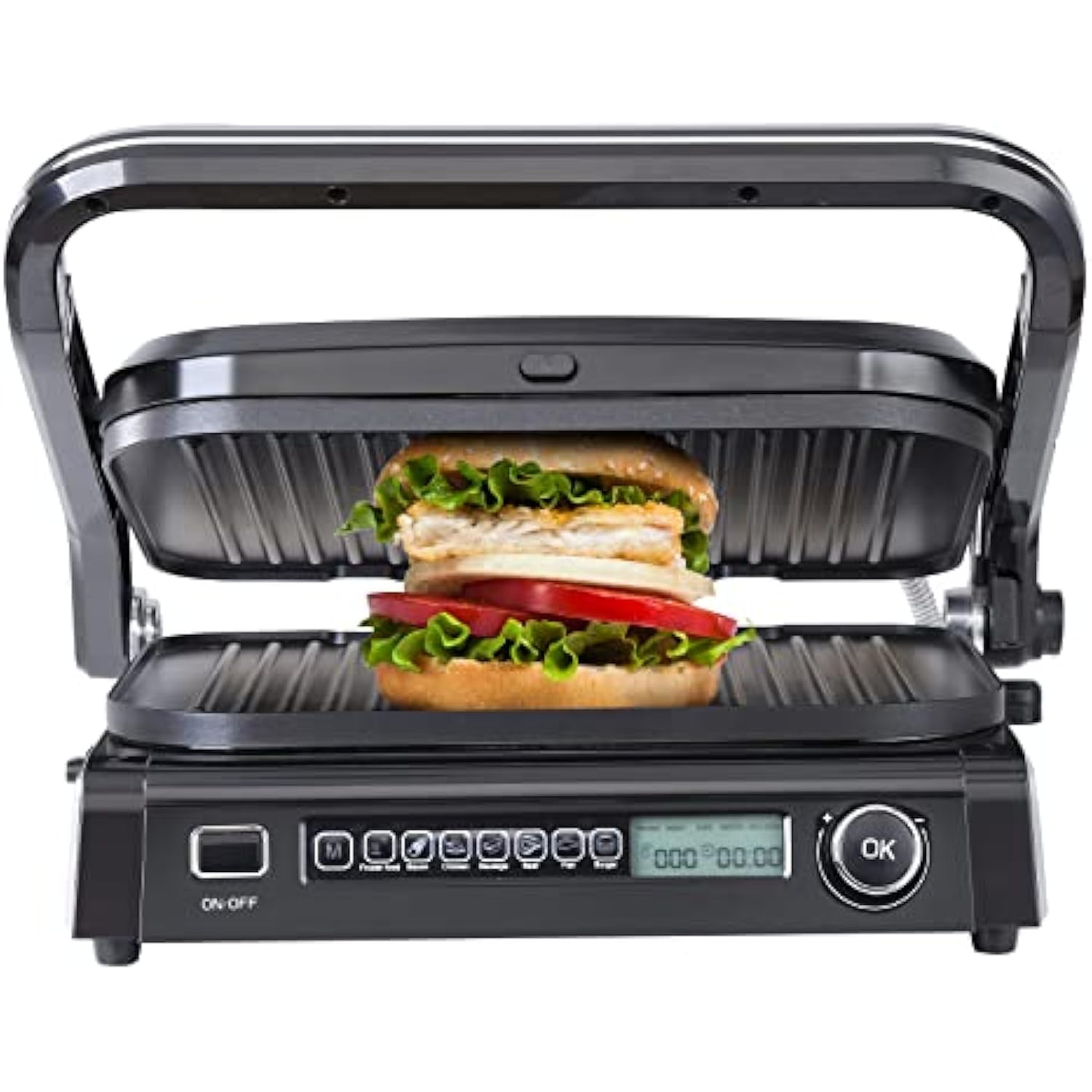 7 IN 1 Electric Contact Grill,1800W Indoor Panini Press Griddle ...