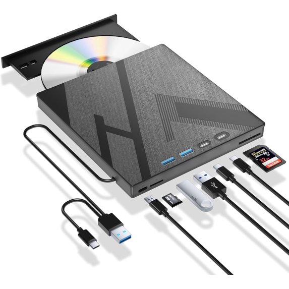 7 in 1 External Blu-ray Drive, USB 3.0 Type-C Optical External Bluray ...