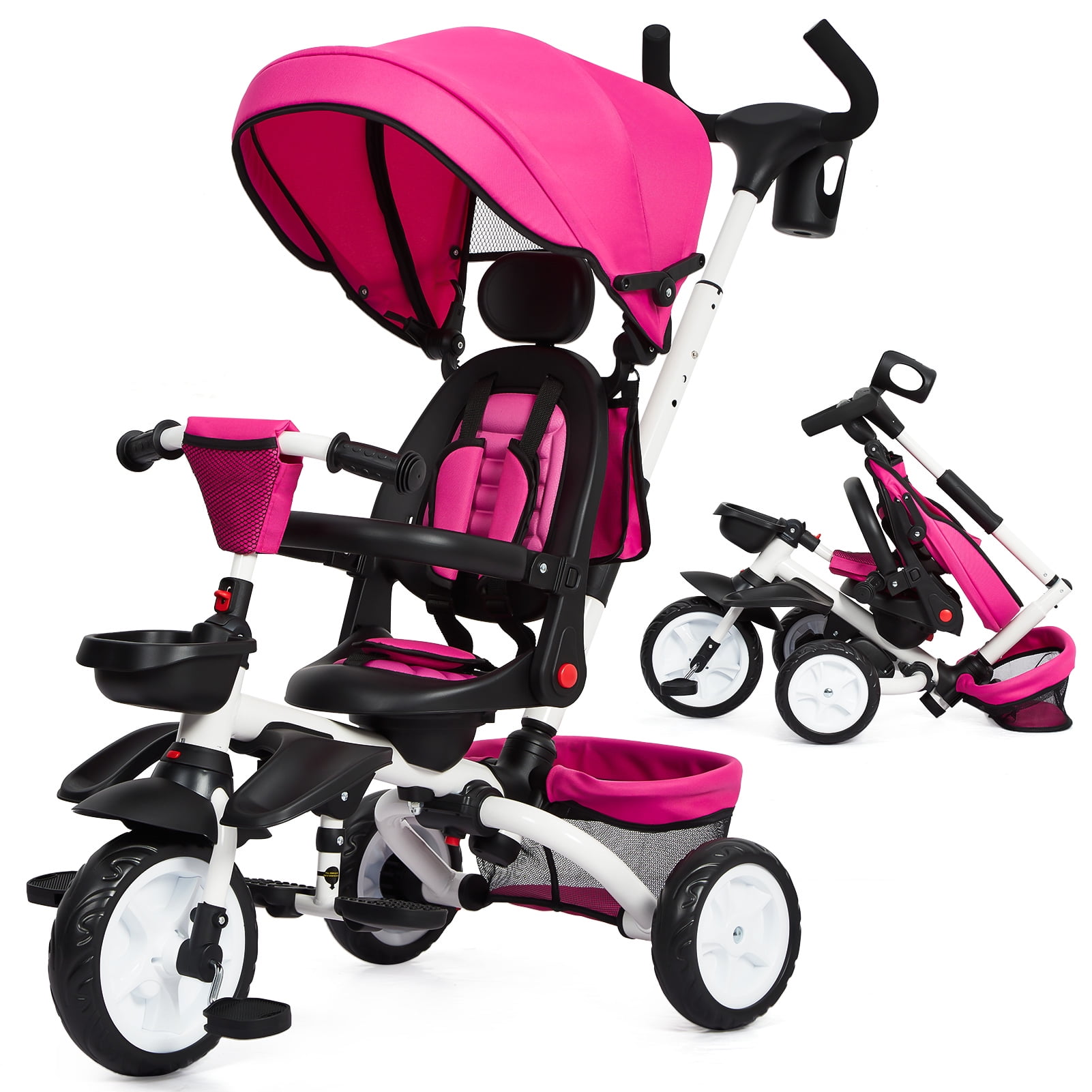 7 in 1 Folding Baby Tricycle, Toddler Tricycle Stroller for 1-5 Year ...