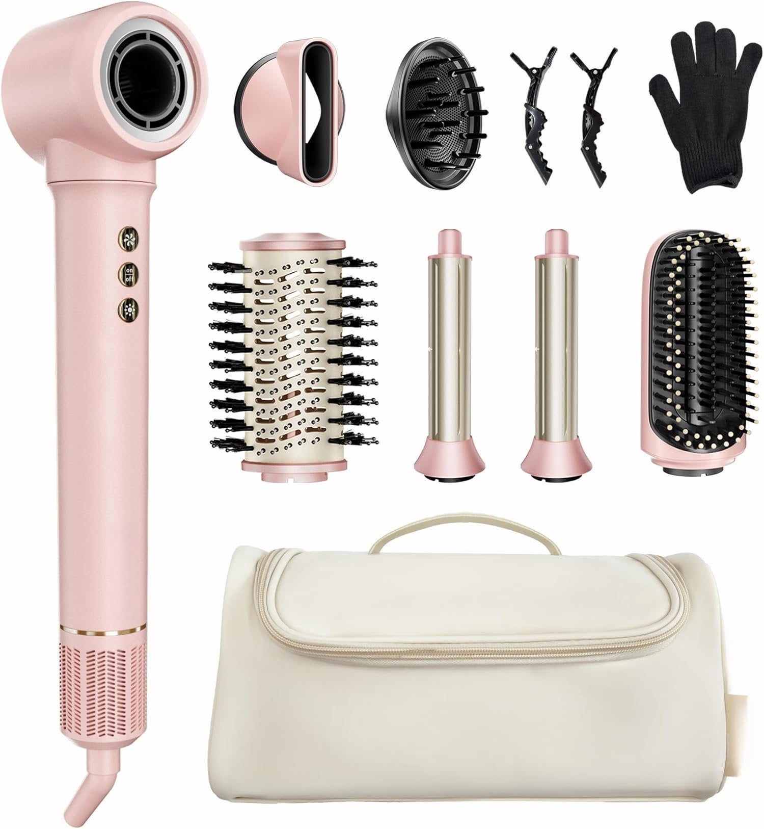 7 in 1 Hair Dryer Brush with Auto Wrap Curlers, Negative Ionic, No Heat ...