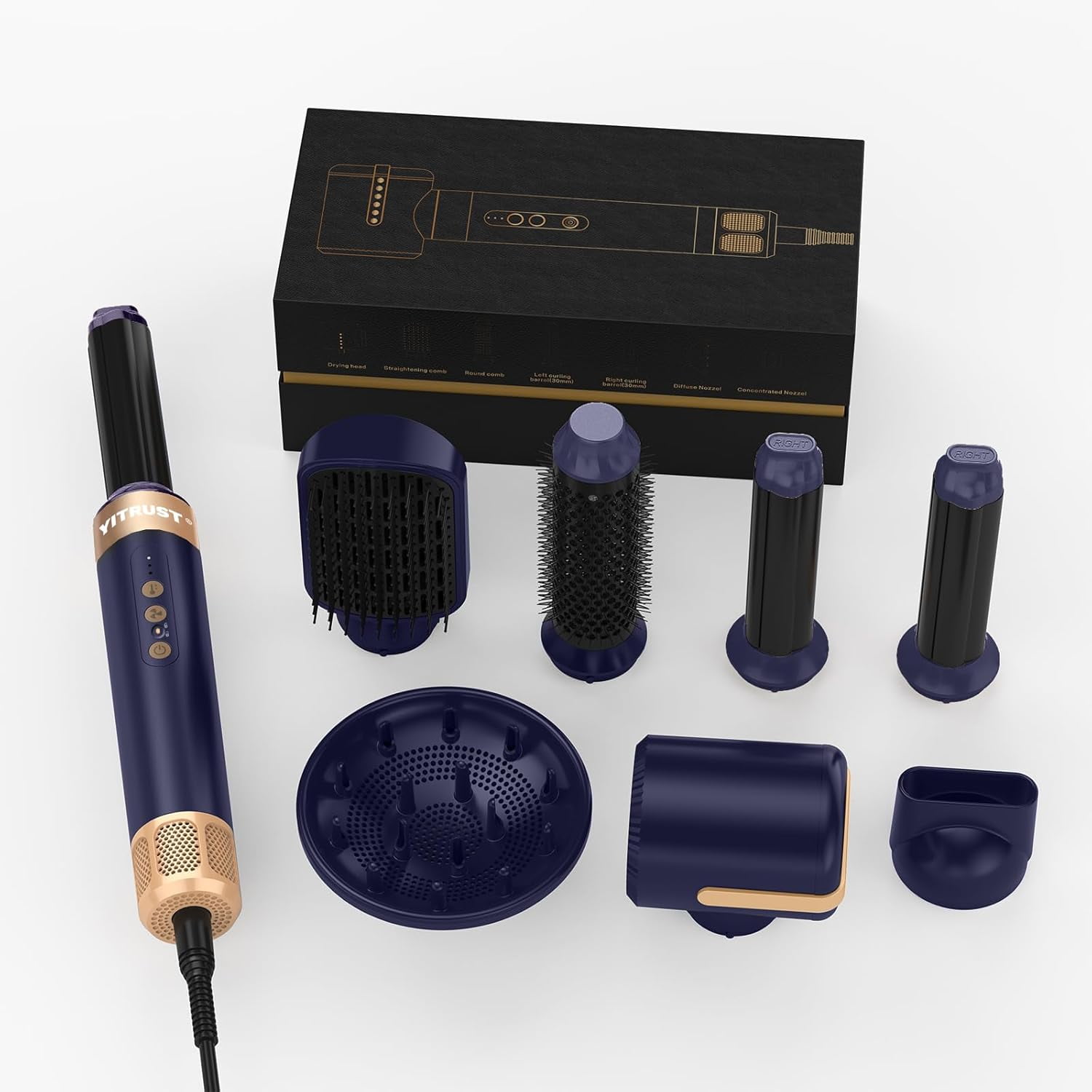 7 in 1 Hair Dryer Brush Styler Blow Dryer Brush 110000 RPM Hot Air ...