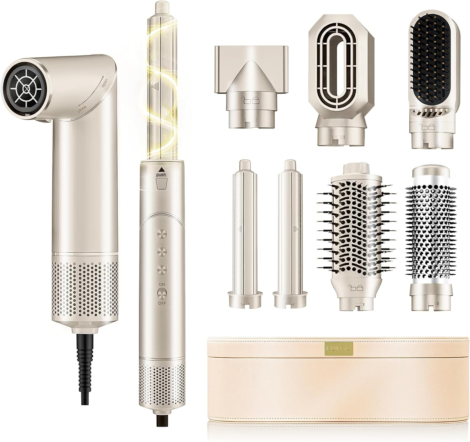 High Speed Hot Air Styler 7 in 1 Set,110,000 RPM Rotatable Hair Styler ...