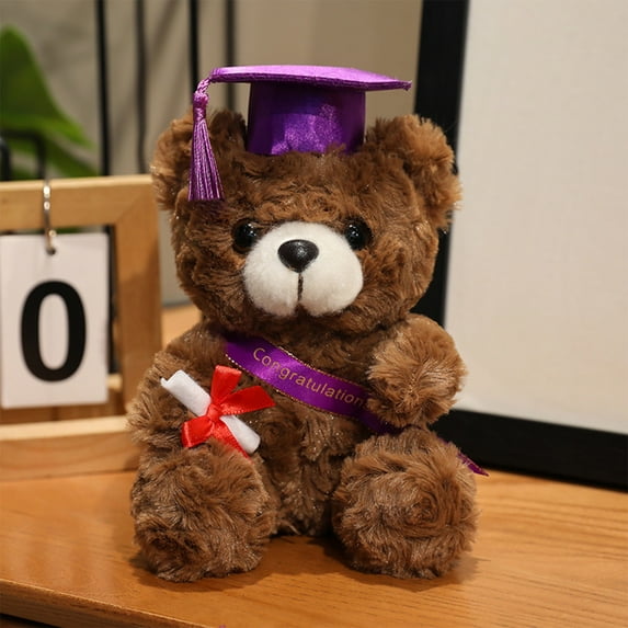 7.1-Inch Blue Graduation Bear with Cap - Plush Stuffed Animal Doll ...