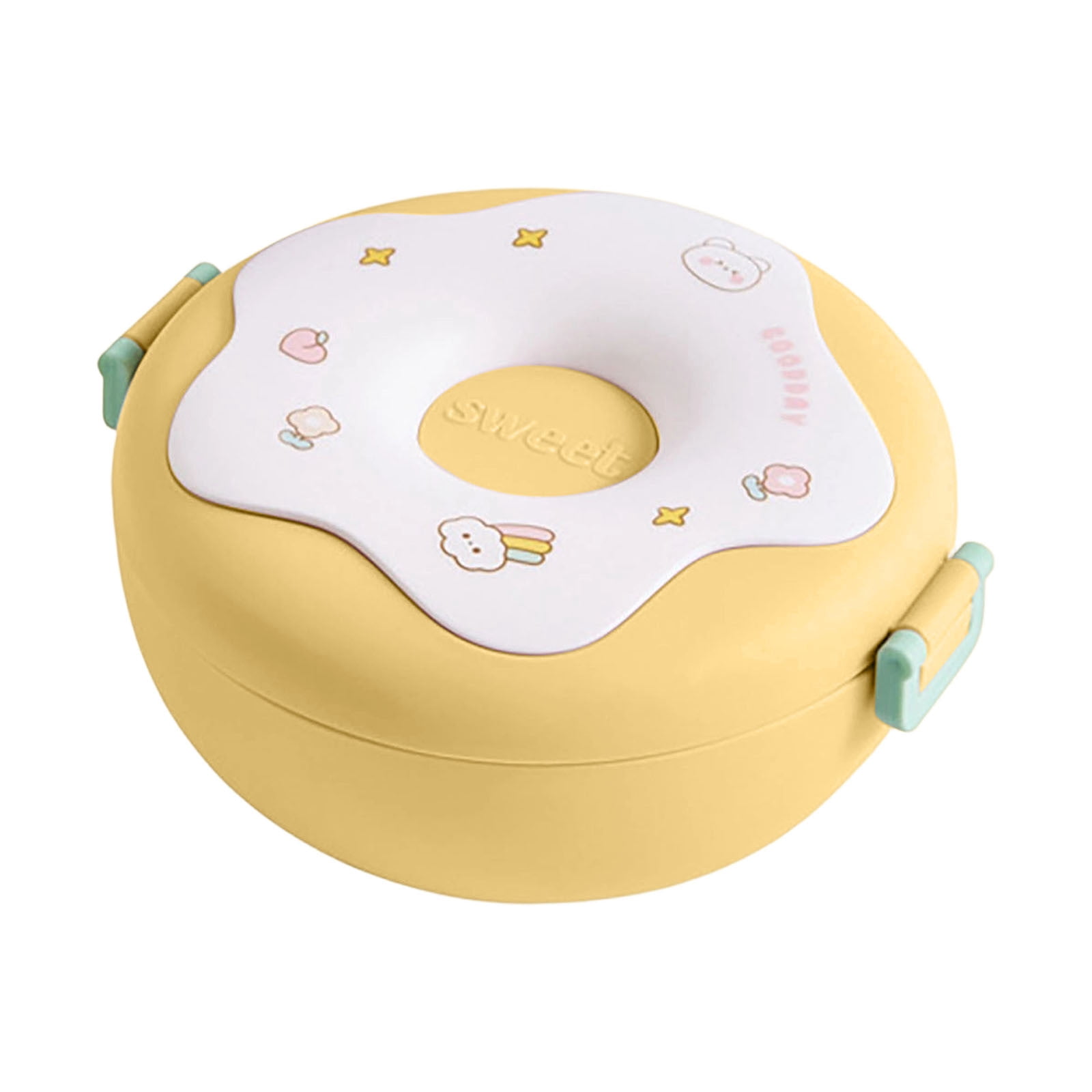 7.1 Inch Cute Donut Bento Box 3 Compartments Leakproof Lunch Container ...