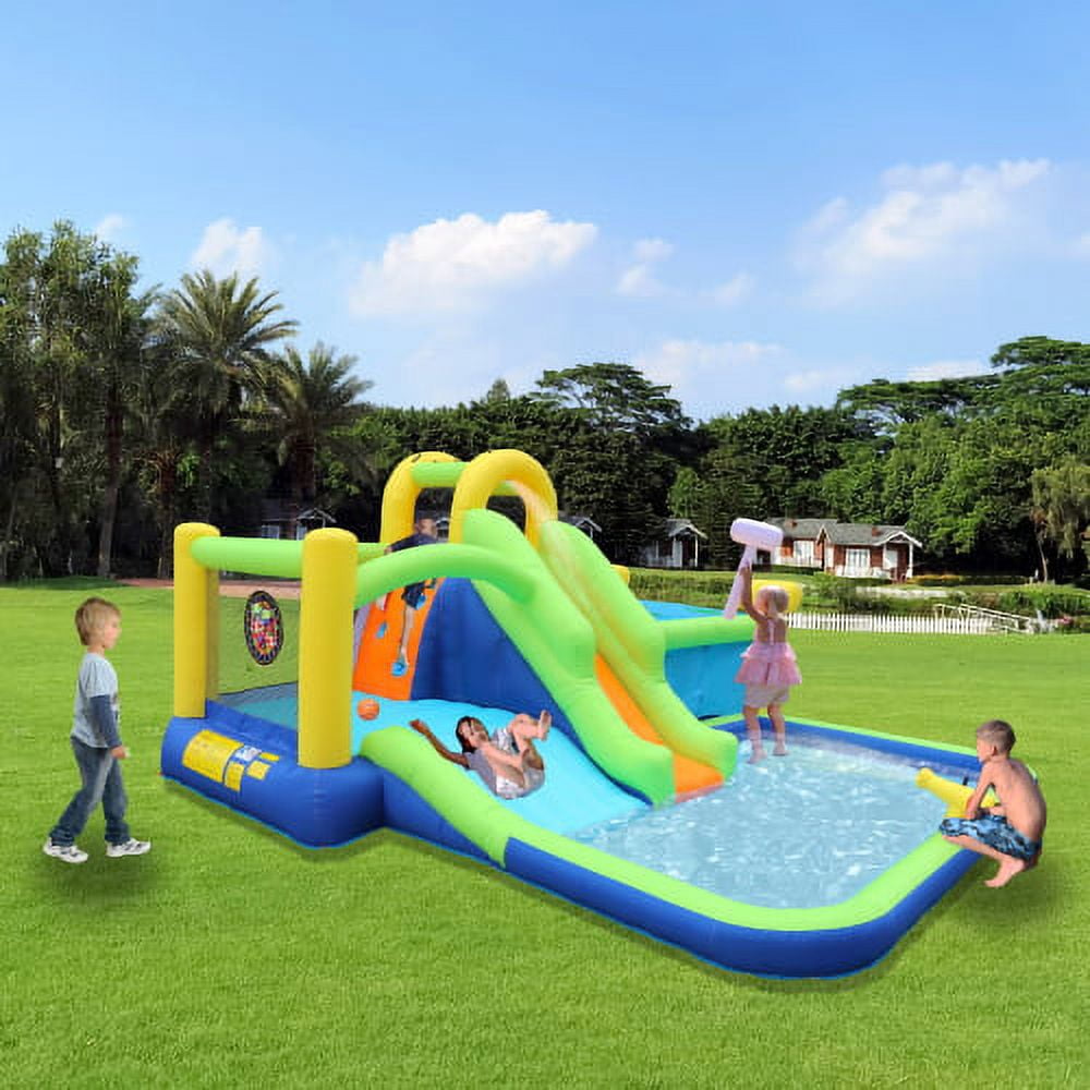 7 in 1 Inflatable Slide Water Park, Bouncing House Outdoor Garden ...