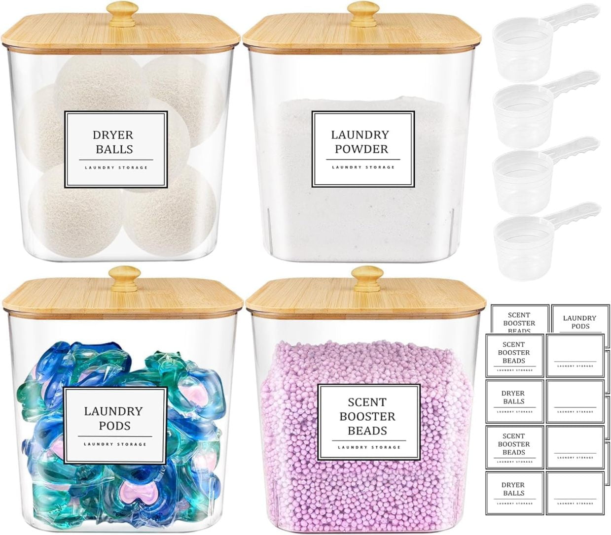 7+1 Pack Laundry Pods Container,Clear Laundry Detergent Powder Storage ...