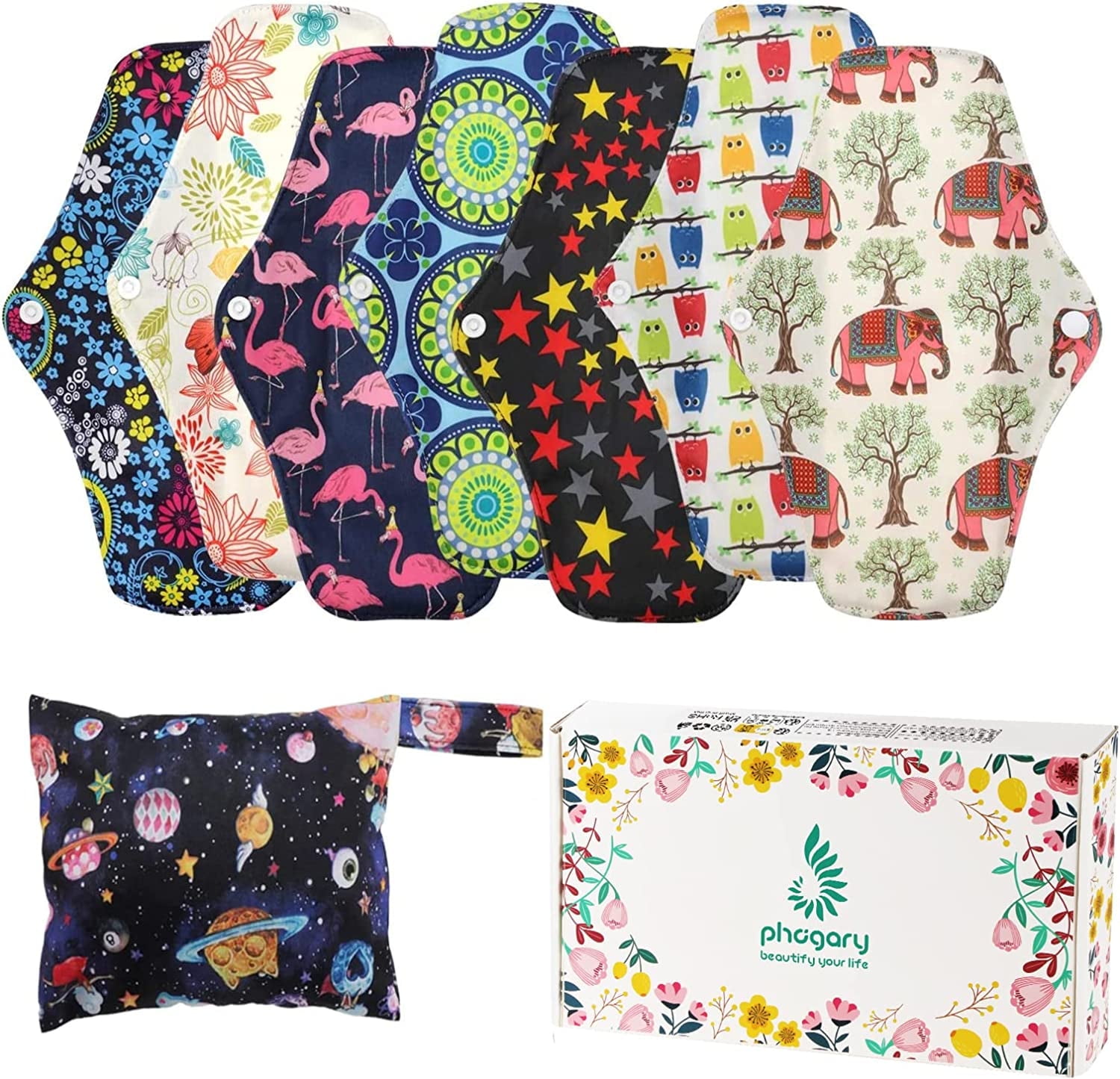 Phogary Reusable Menstrual Pads, 7 in 1, Heavy Flow Overnight Cloth ...
