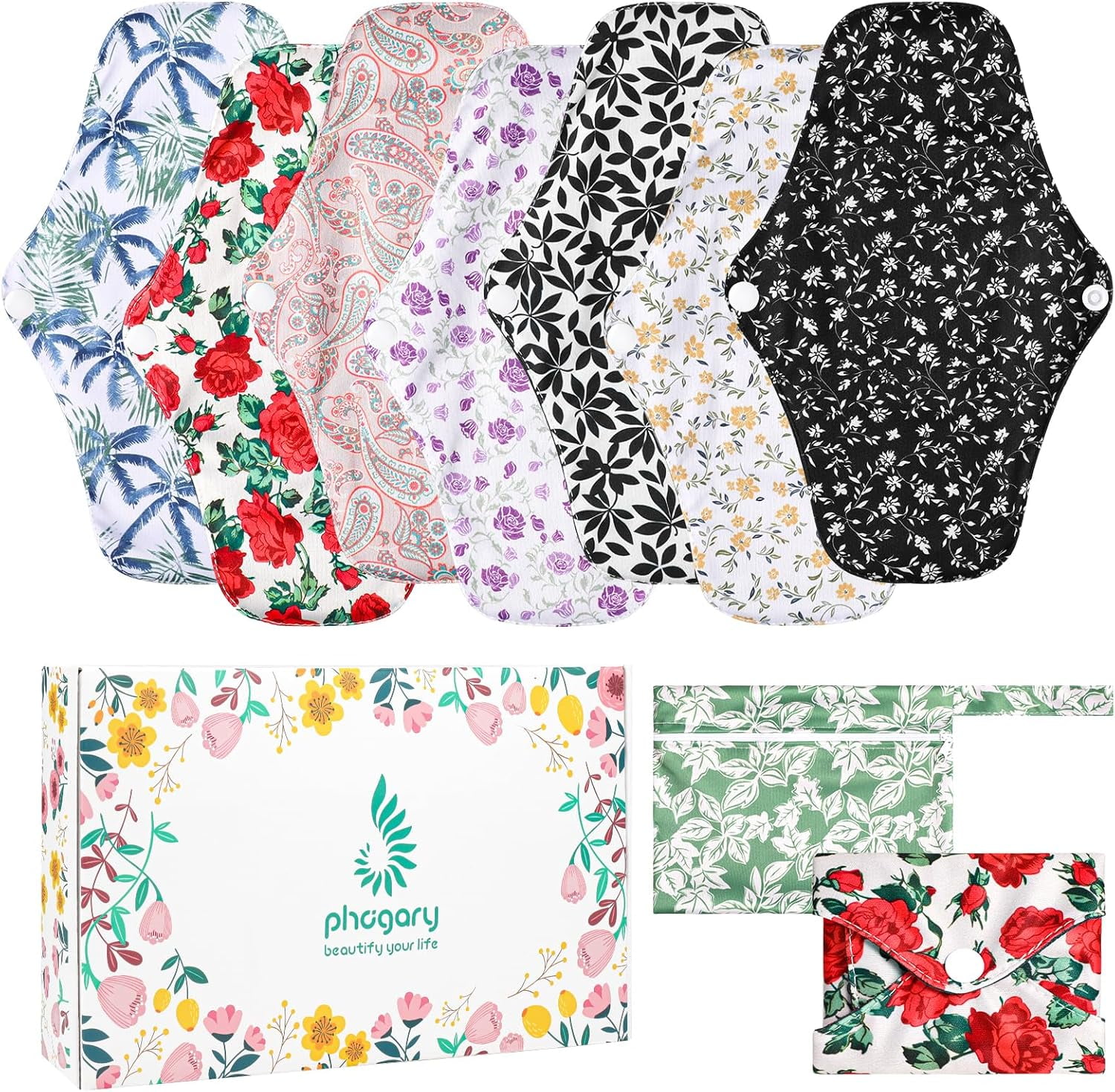 7 in 1 Reusable Menstrual Pads with Wings, 10 x 7 inch Breathable Mesh ...