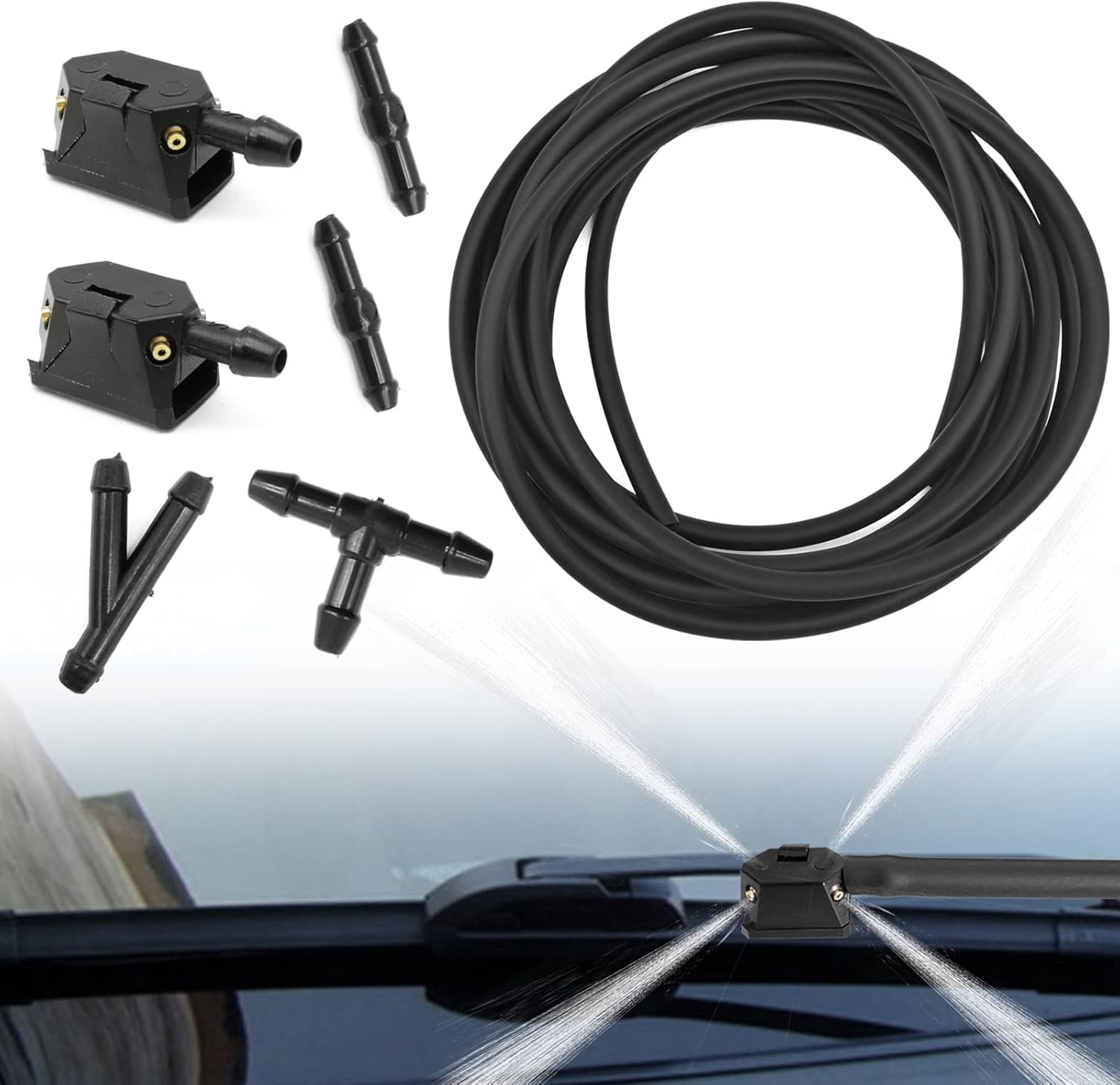 7 in 1 Windshield Washer Hose Nozzle Kit, 4M Washer Fluid Hose, 8mm ...