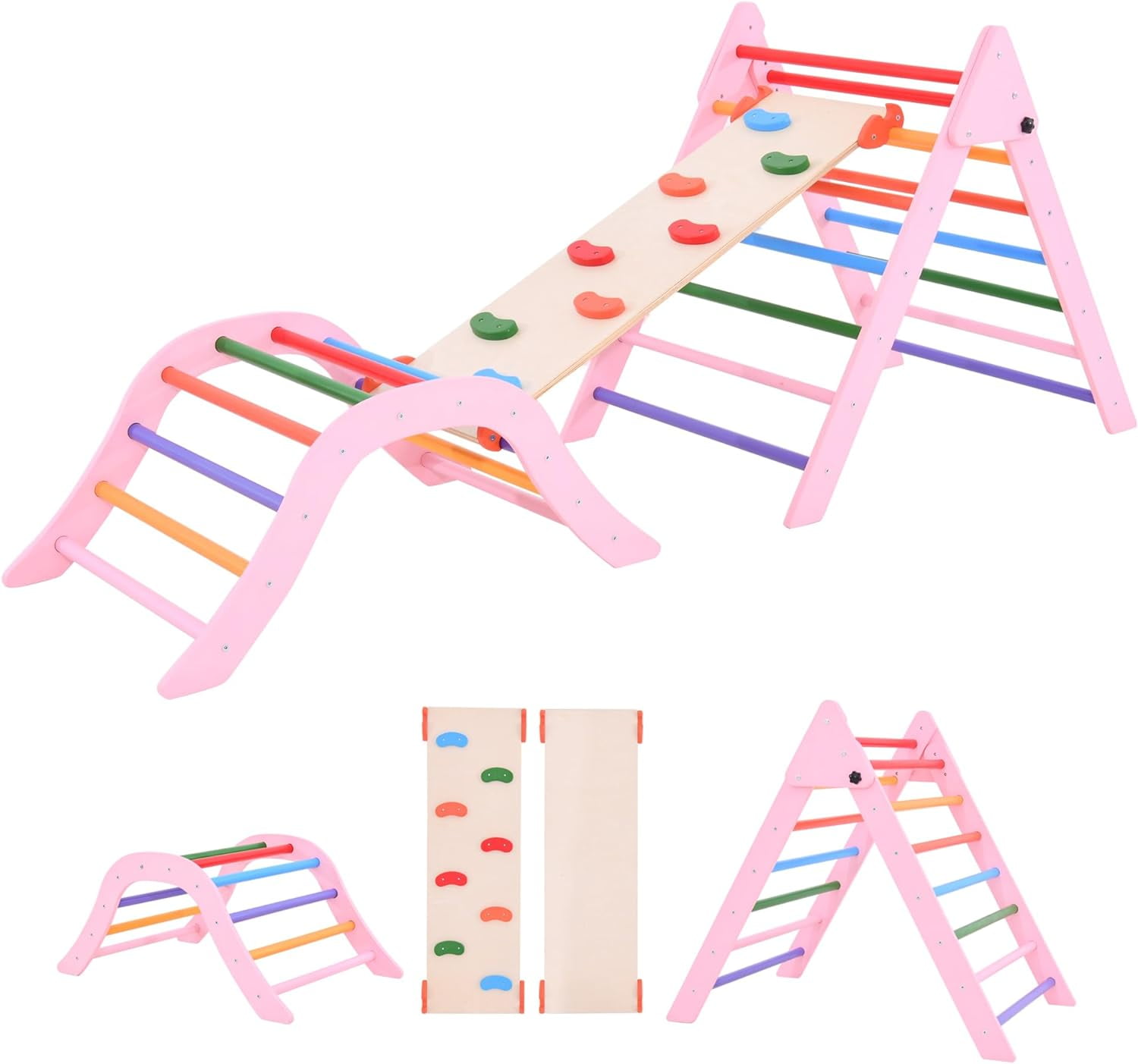 7 in 1 Wooden Pikler Triangle Set, Montessori Climbing Set, Climbing ...