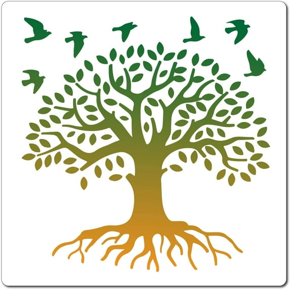 7.1"X7.1"Tree of Life Templates Flying Birds Pattern Stencil Plastic ...