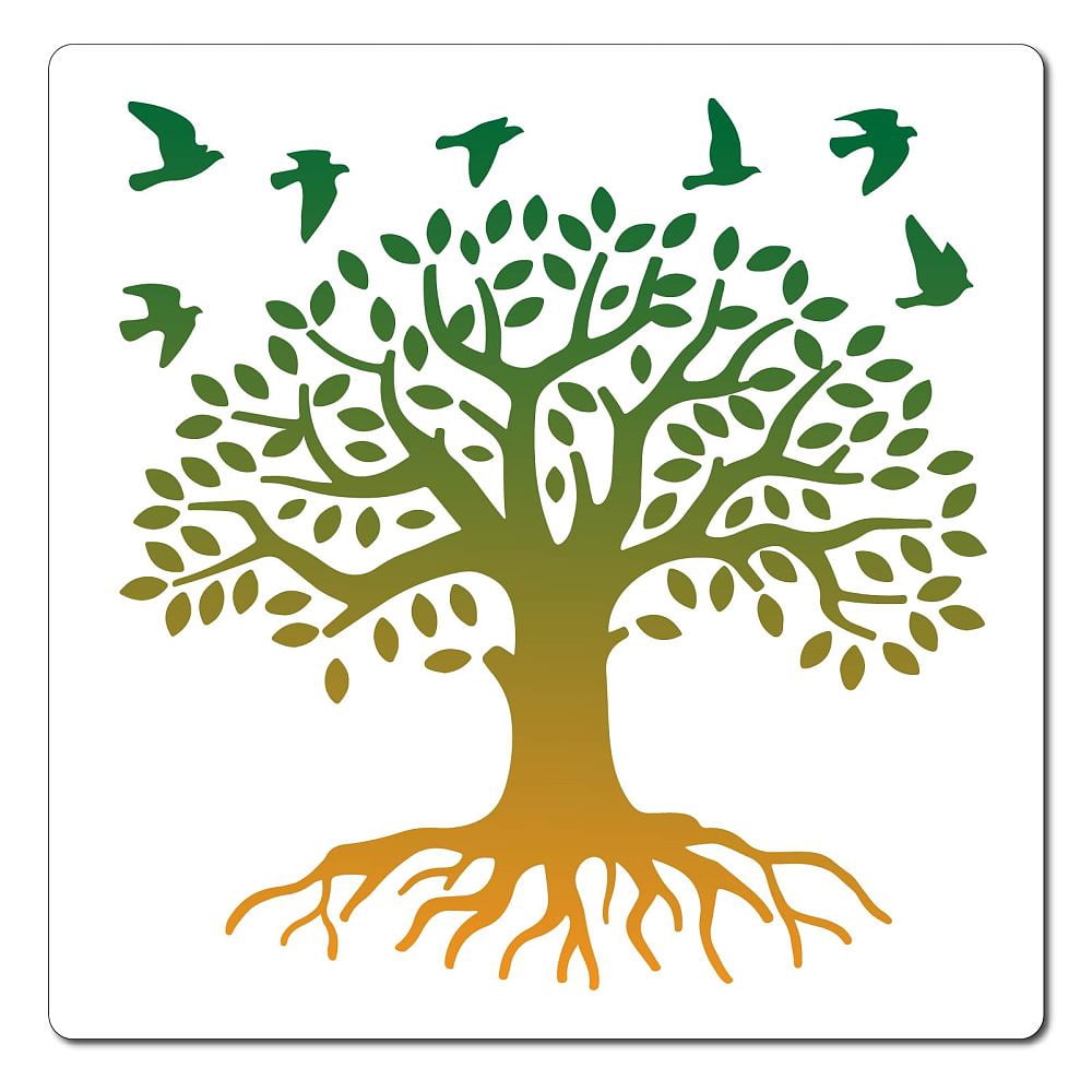 7.1"X7.1"Tree of Life Templates Flying Birds Pattern Stencil Plastic ...