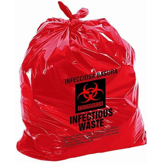 7-10 Gallon Red Infectious Waste Bag - Heavy Duty 24x24 Inch, 1.25 Mil ...