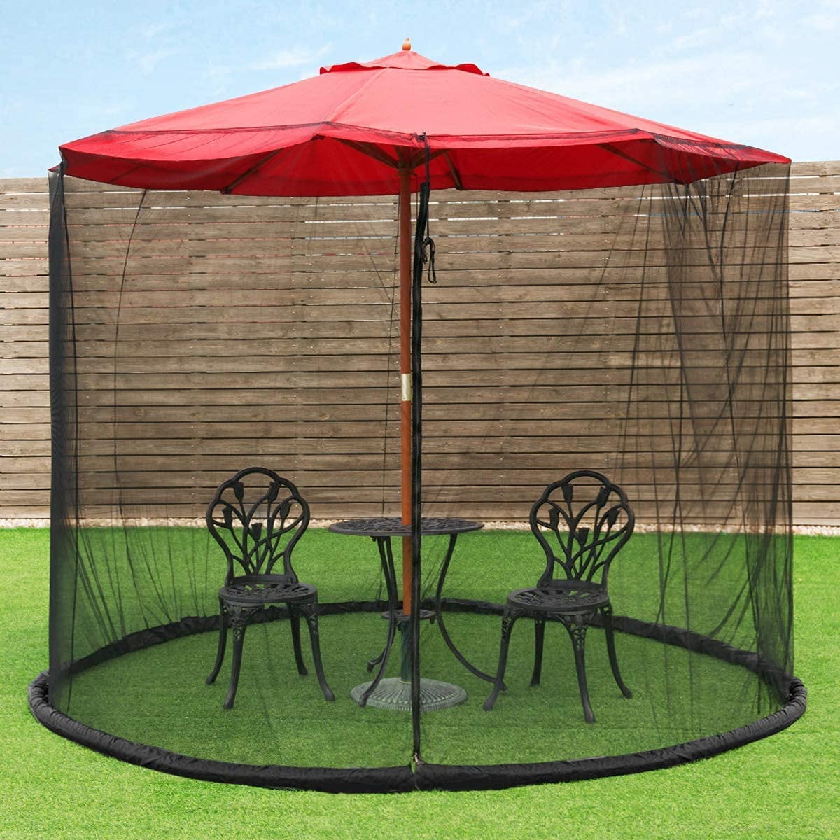 7-10ft Black Patio Umbrella Mosquito Nets, Polyester Mesh, Universal ...