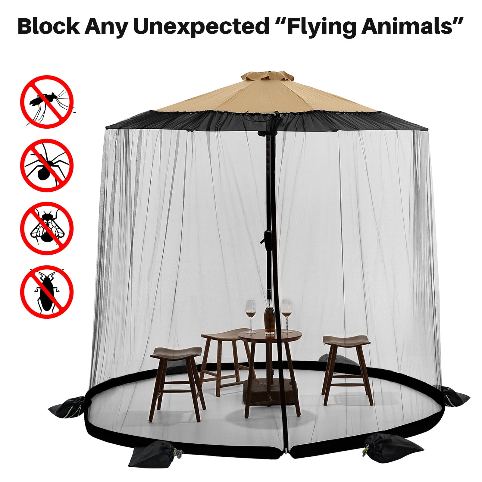 7-10ft Mosquito Net with Sandbags For Patio Umbrella Outdoor, Universal ...
