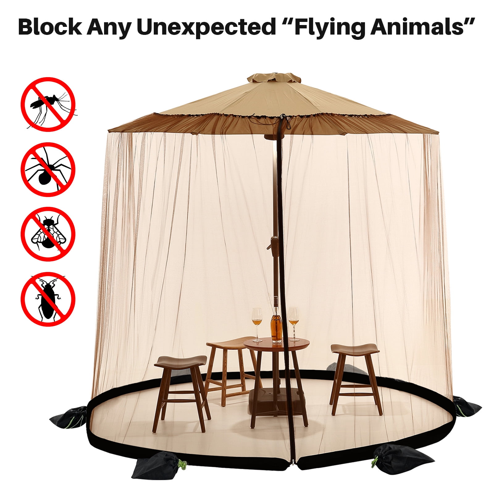 7-10ft Mosquito Net with Sandbags For Patio Umbrella Outdoor, Universal ...