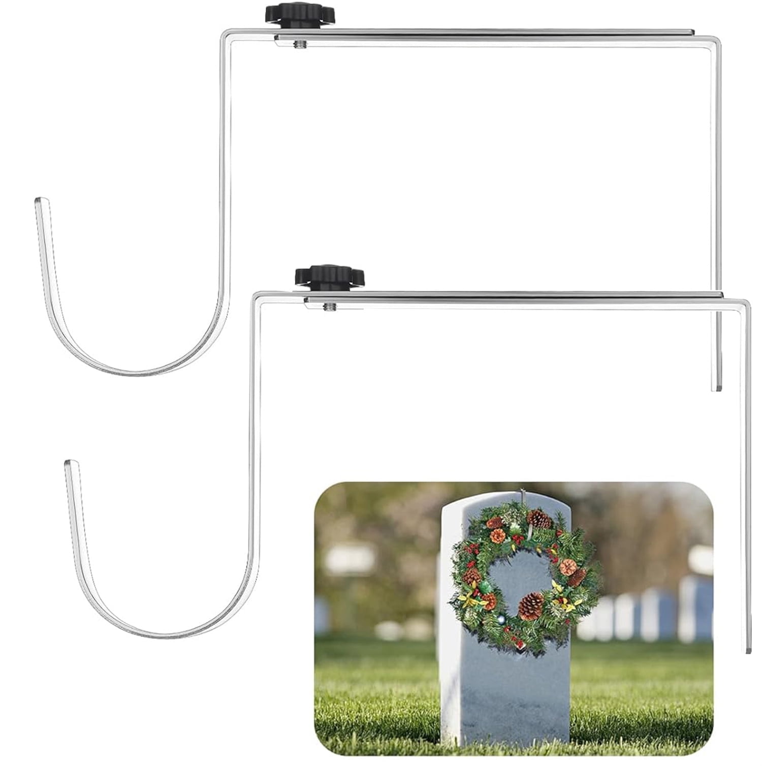 7'' to 11'' Metal Headstone Wreath Hanger,Happon Adjustable Flower ...