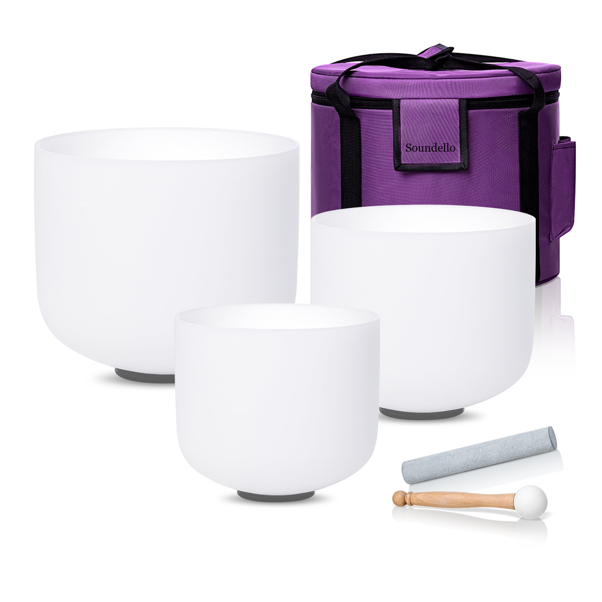 7-11inch 432hz Quartz Crystal Singing Bowls Set of 3 Pure White, for ...