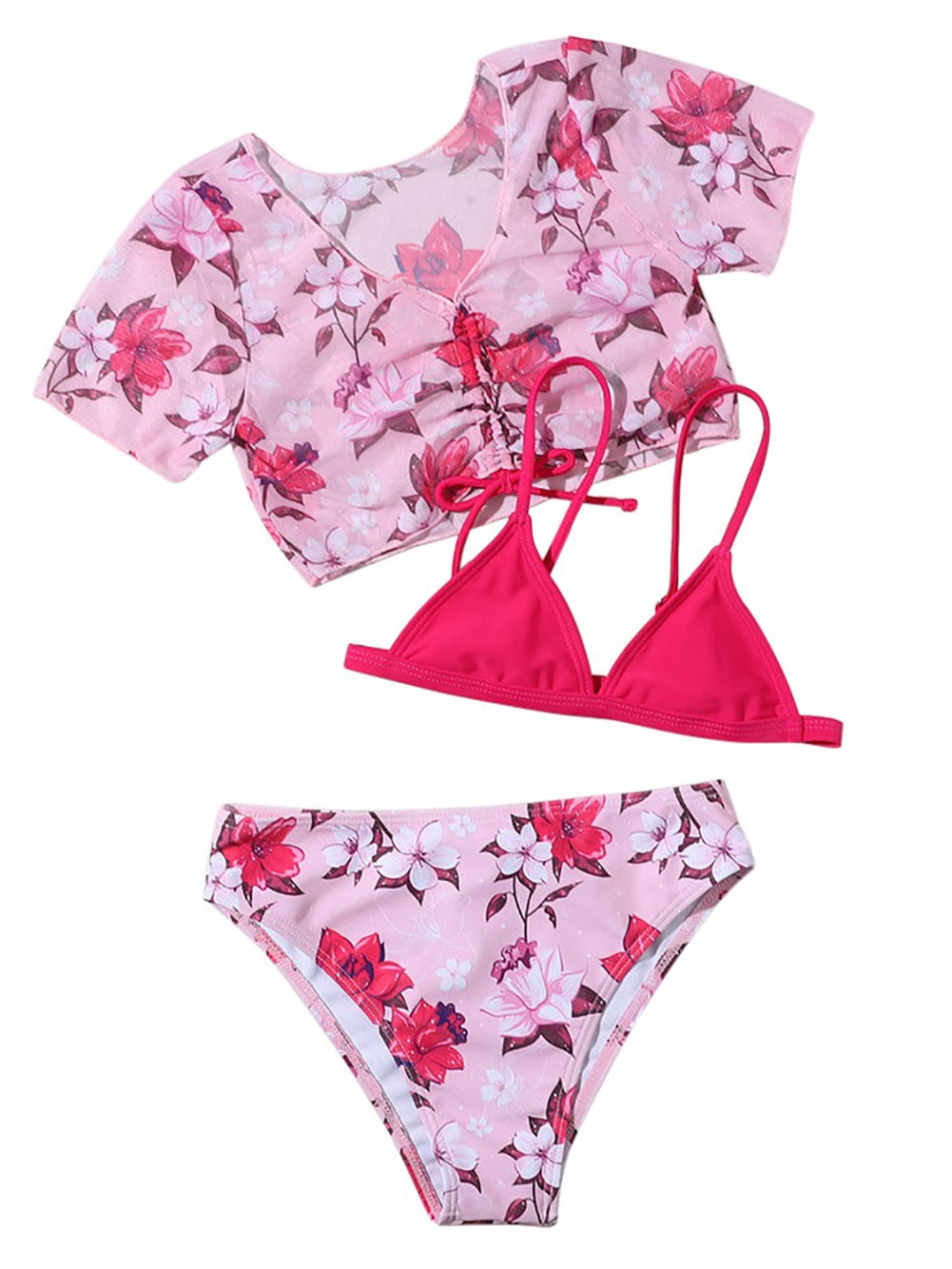 7-13T Big Girls Swimsuits 3 Piece Bikini Set Bathing Suit Swimwear with ...