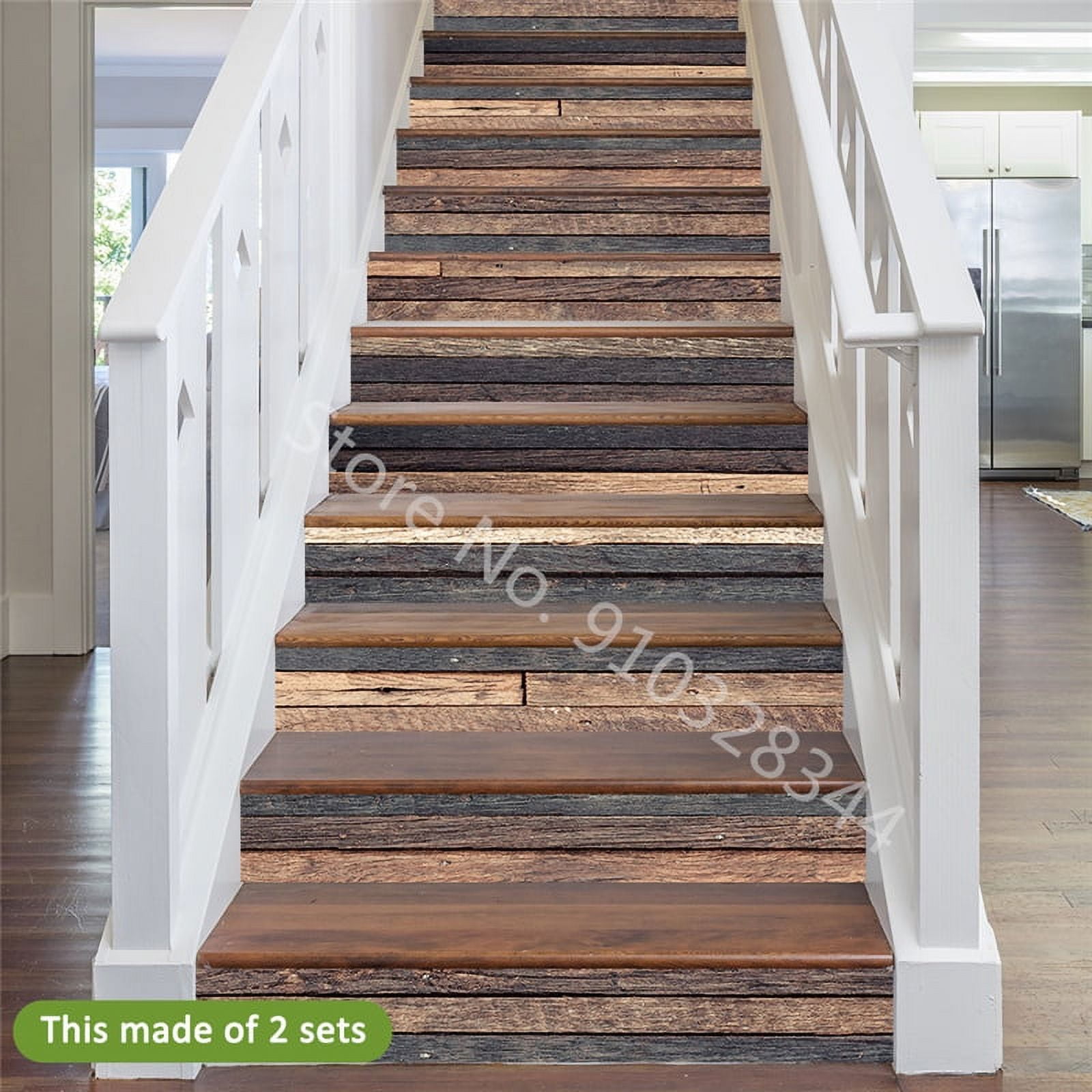7/14pcs Vintage Colored Wood Grain Staircase Upholstery Stairway ...