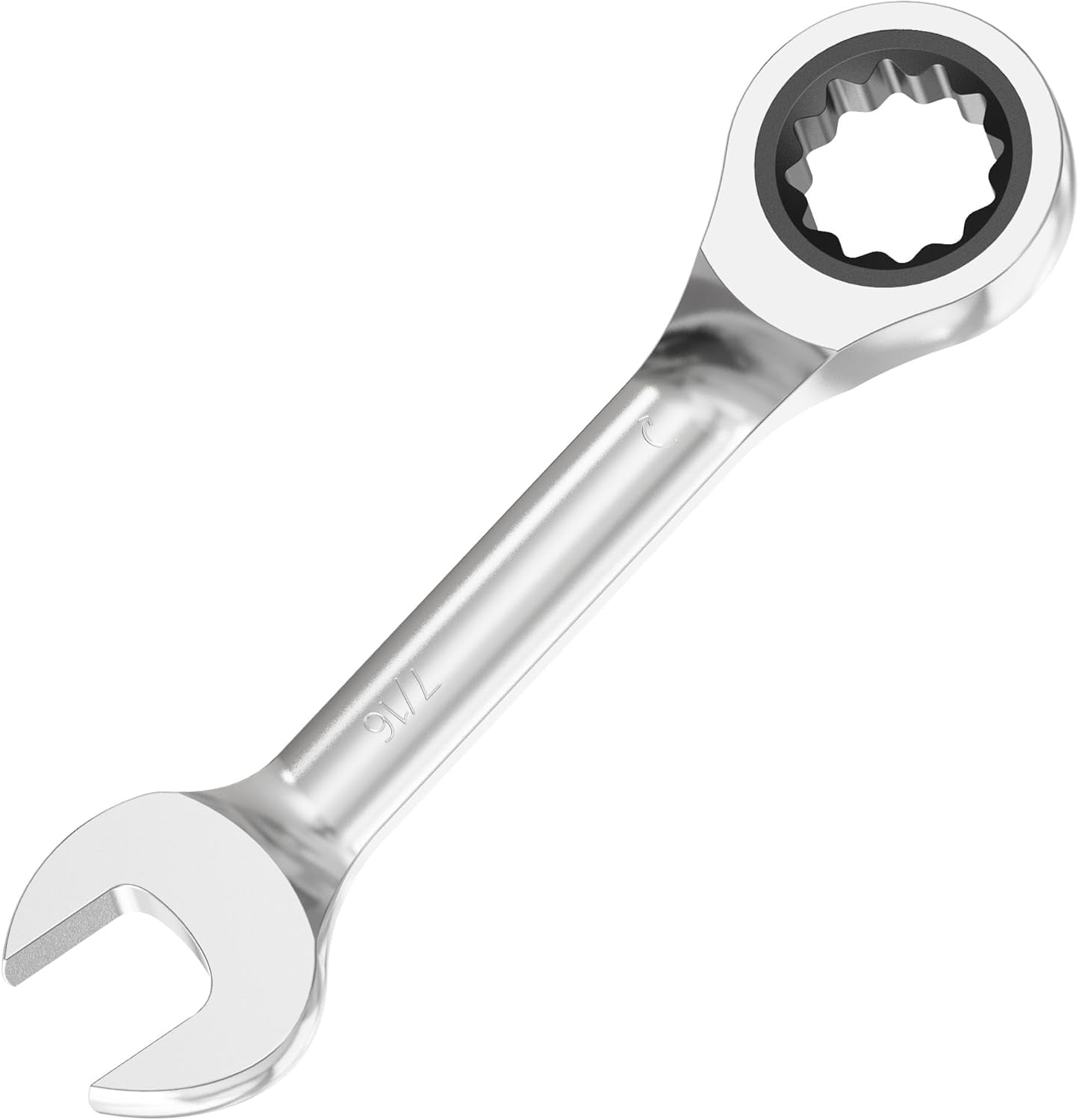 7/16 Inch Anti-slip Stubby Ratcheting Combination Wrench SAE 72 Teeth ...