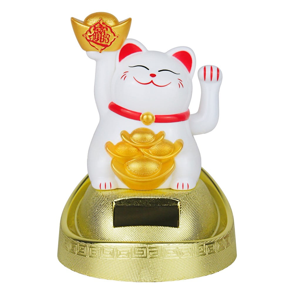 7.2*8.9*9.7CM Solar Powered Automatic Hand-Waving Fortune Cat Front ...
