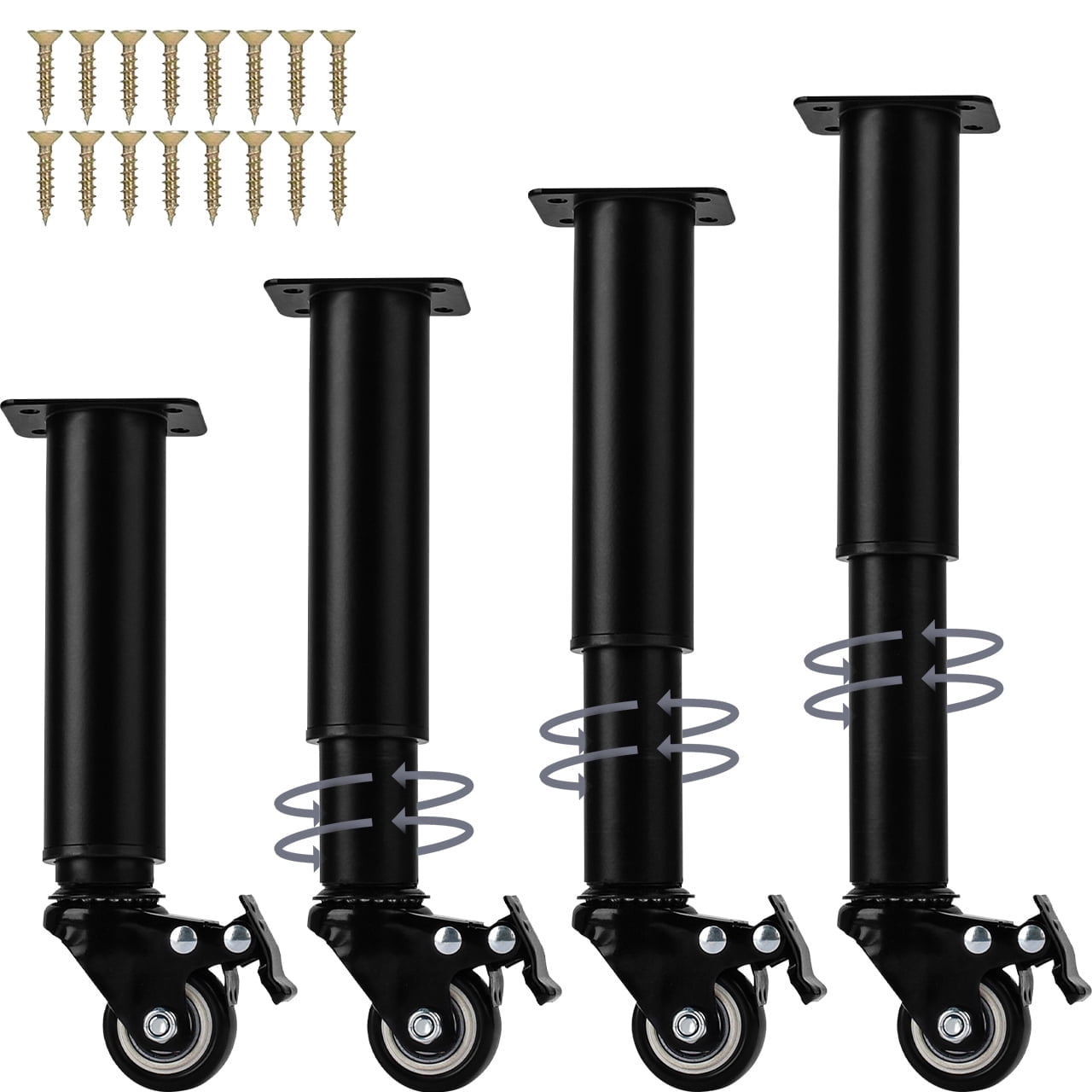 7.2 9.6 Inch 18 24cm Meatal Adjustable Furniture Legs with Swivel Caster Wheels Btowin VCF 4Pcs Heavy Duty Replacement Support Legs for Cabinet Storage Shelf Sofa Bed Dresser Couch Coffee Walmart