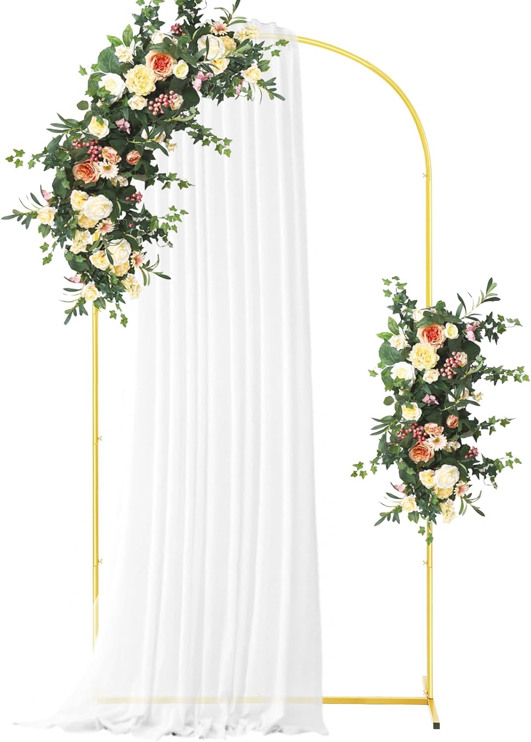 7.2 FT Gold Wedding Arch Backdrop Stand, Backdrop Stand for Parties, Balloon Arch Stand for ...