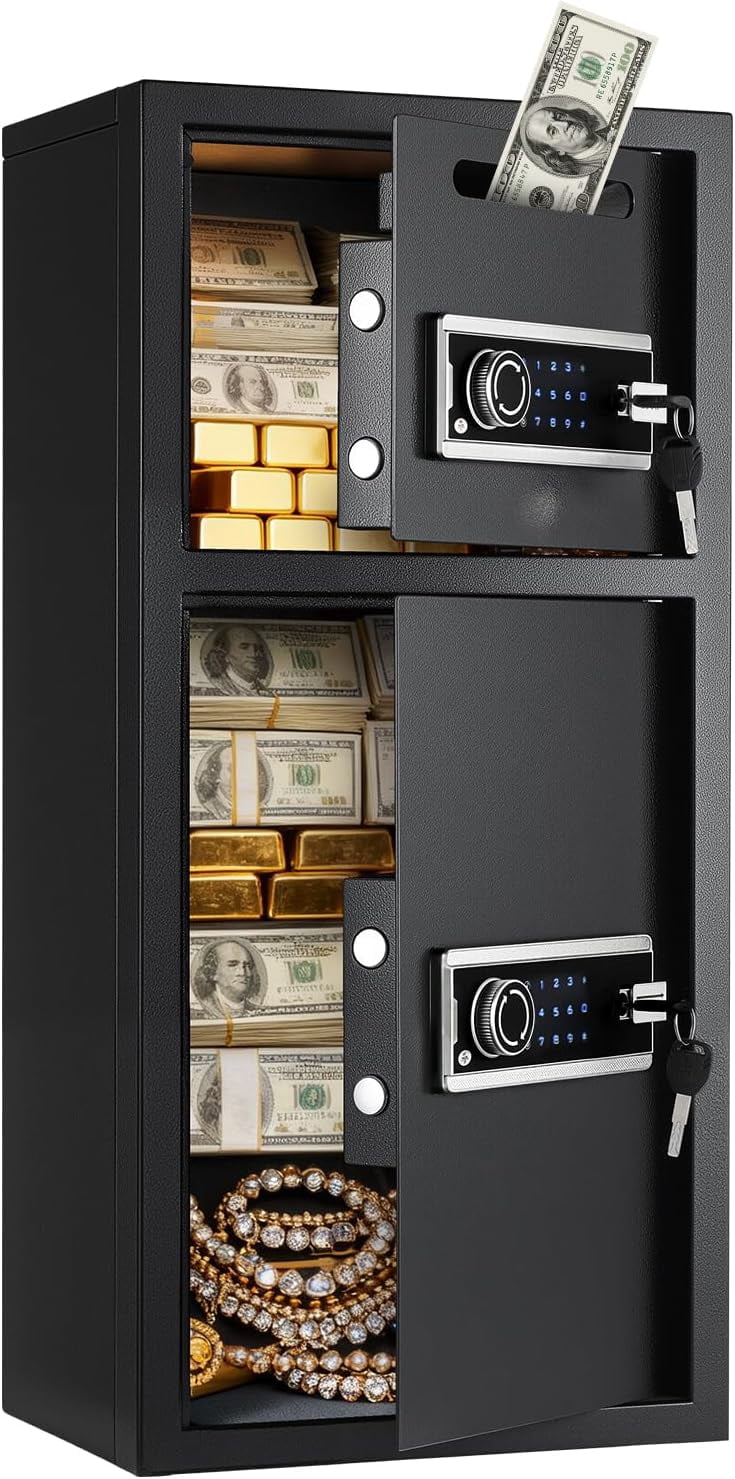 7.2 cu.ft Safe Box, Double Doors Safe Lock Box with Key, Password and ...