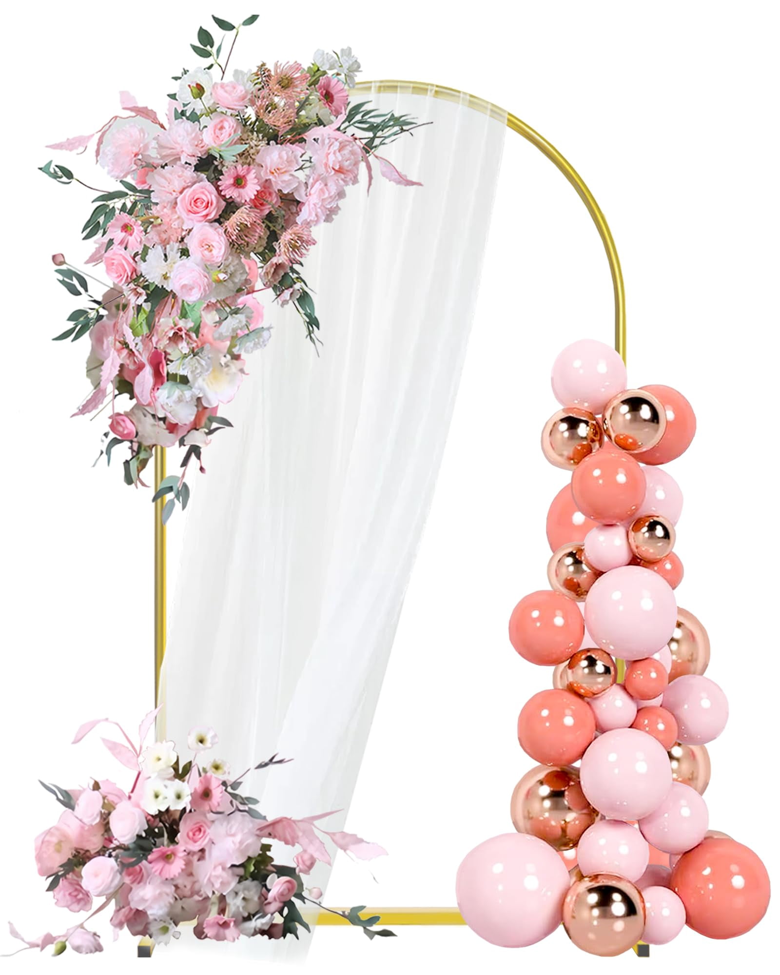 7.2-foot arched backdrop frame, gold metallic arch support backdrop ...