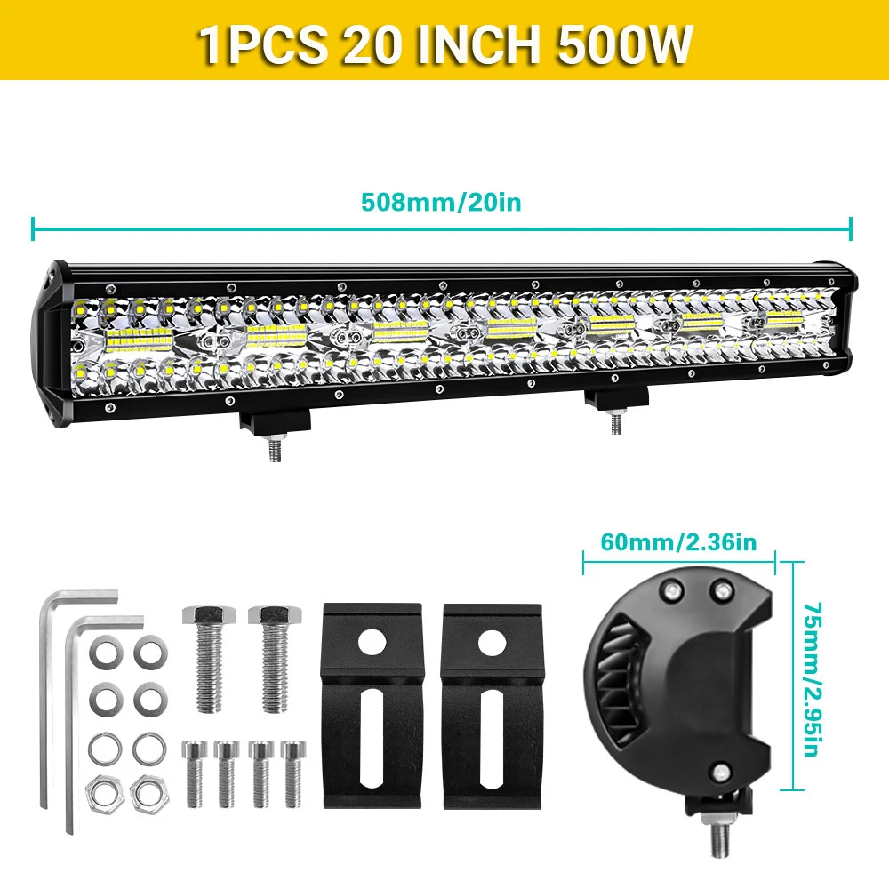 7 20inch Led Searchlight Vehicle 12V Work Light Bar Boat Projector ...